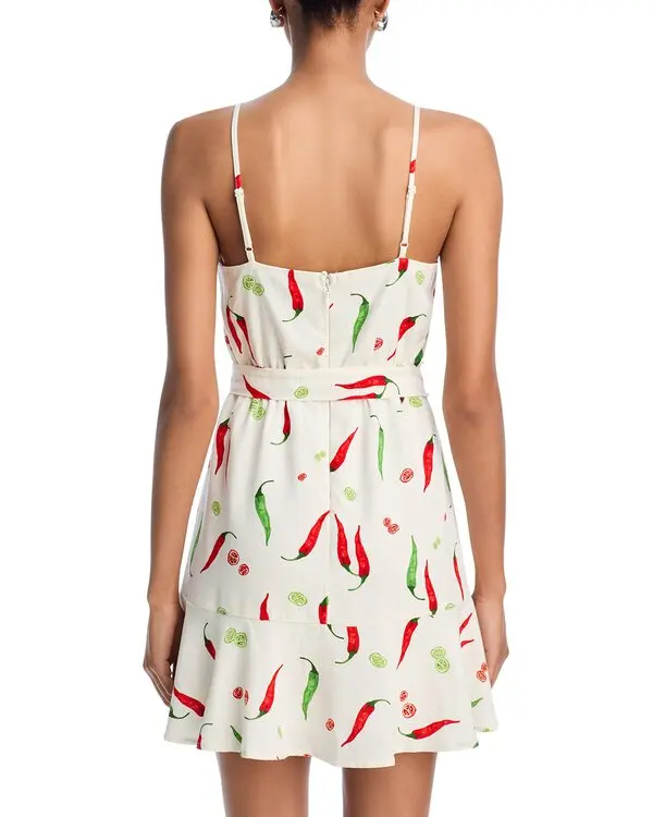 Aqua Printed Tie Waist Mini Dress