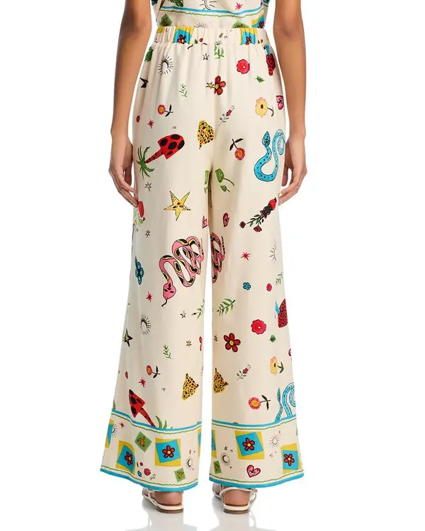 Aqua Border Print Wide Leg Pants