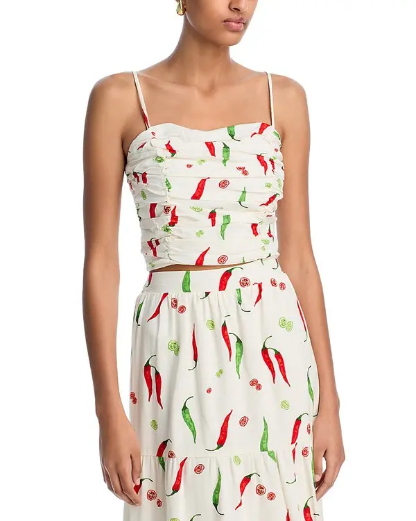 Aqua Chili Pepper Ruched Tank Top