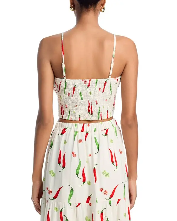 Aqua Chili Pepper Ruched Tank Top