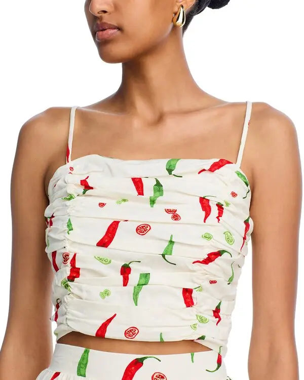 Aqua Chili Pepper Ruched Tank Top