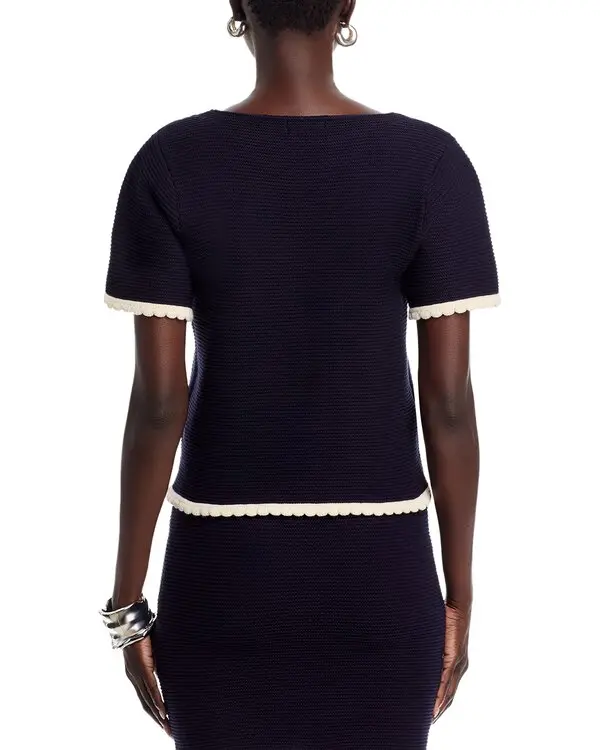 Aqua Lace Trim Short Sleeve Sweater Exclusive