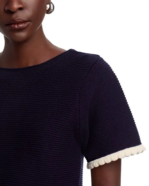 Aqua Lace Trim Short Sleeve Sweater Exclusive