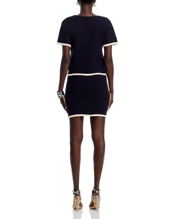 Aqua Lace Trim Short Sleeve Sweater Exclusive