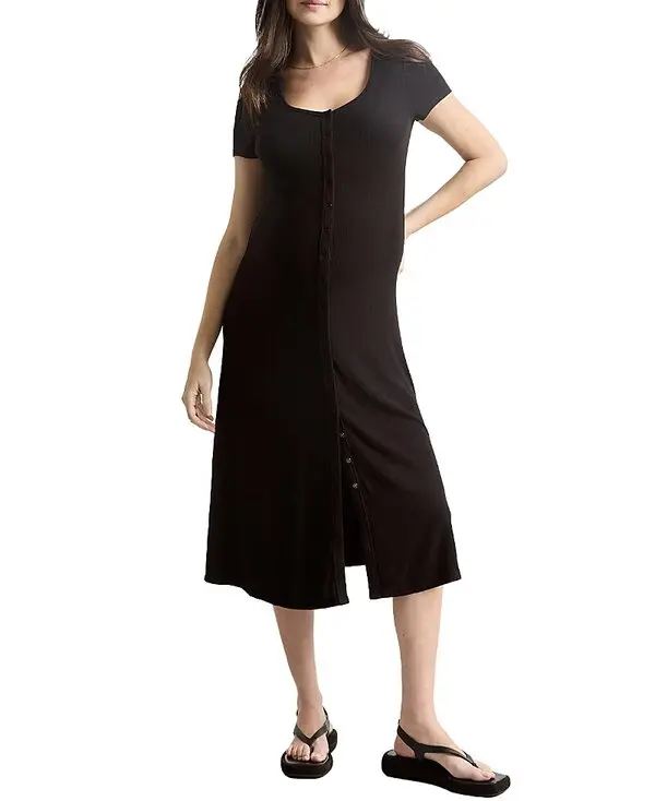 Hatch Collection Softest Rib Maternity/nursing Midi Dress - Black