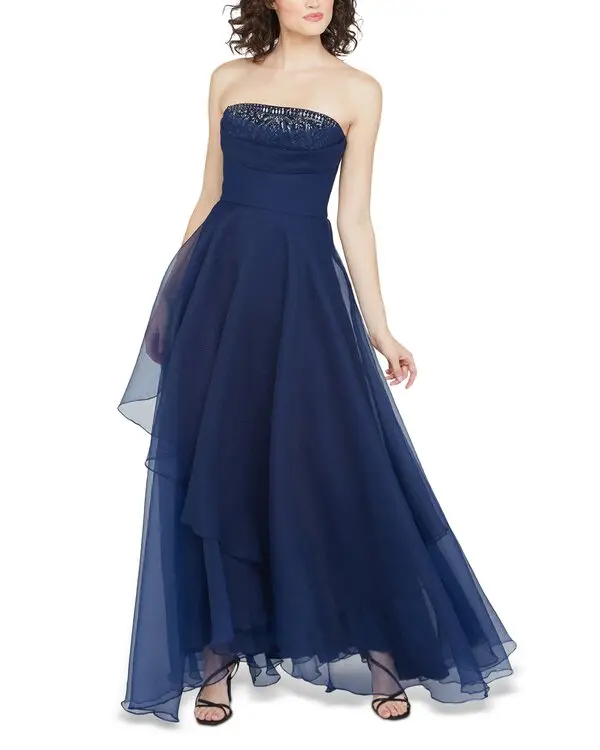 Theia Aubrey Strapless Gown Navy Editorialist