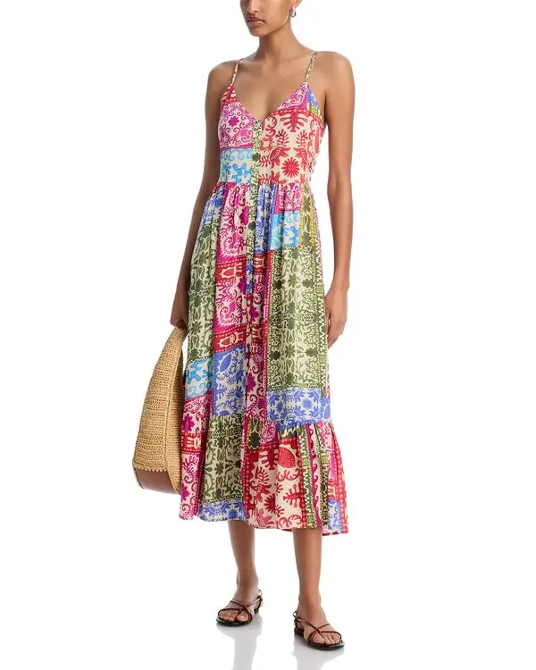 Aqua Wilcox Mixed Print Midi Dress -exclusive