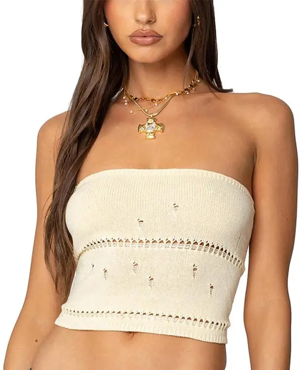 EDIKTED Belline Knit Strapless Top