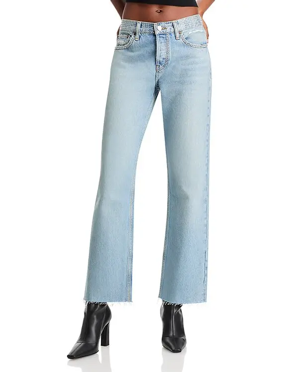 RE/DONE Easy Rhinestone Straight Crop Jeans