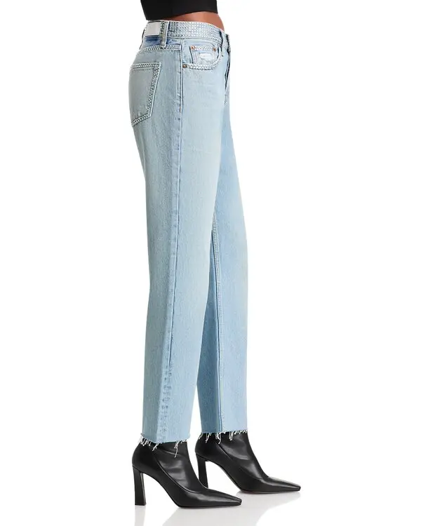 RE/DONE Easy Rhinestone Straight Crop Jeans