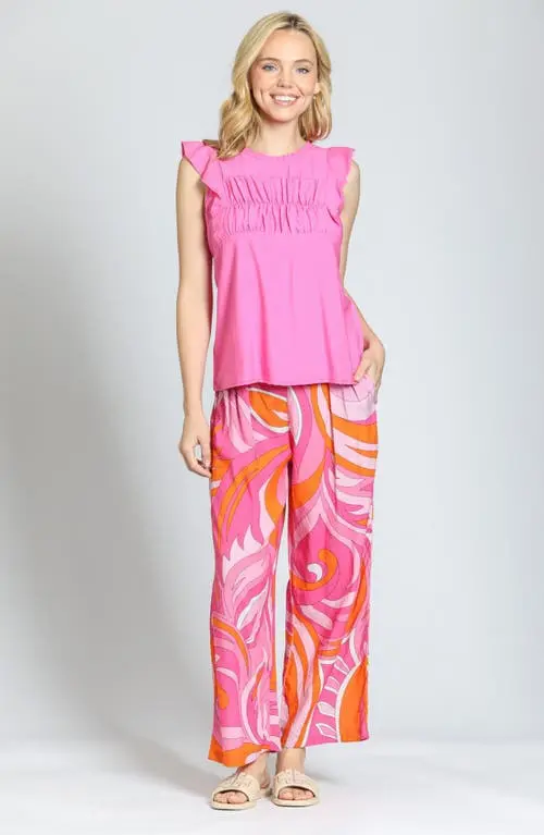APNY Smocked Flutter Sleeve Top - Pink