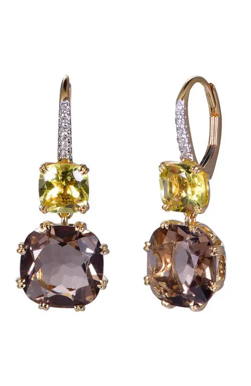 KAHN HIGH JEWELRY Quartz And Diamond Earrings - Brown & Lemon