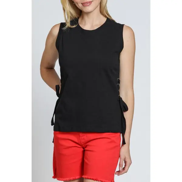 APNY Side Laced Cotton Tank - Black