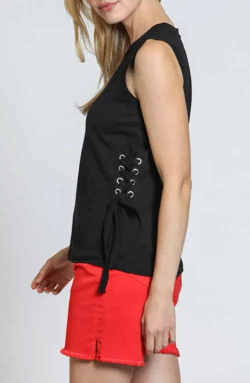 APNY Side Laced Cotton Tank - Black