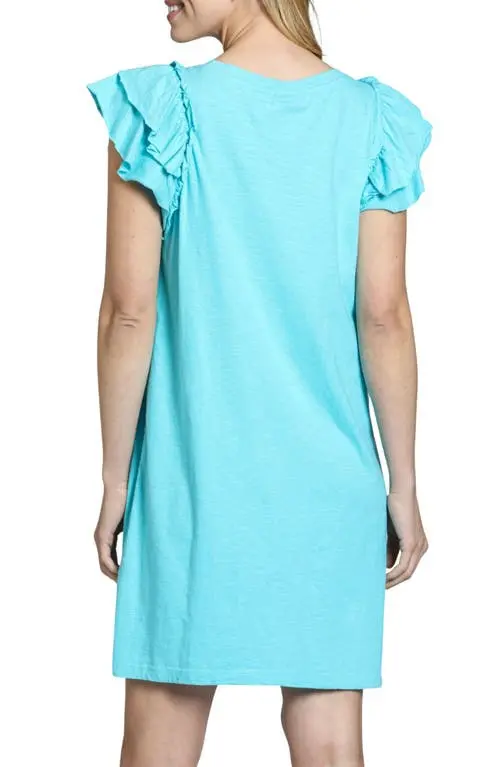 APNY Double Ruffle Sleeve Cotton Minidress - Capri