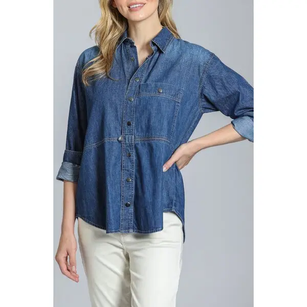 APNY Snap Front Cotton Shirt - Medium Indigo