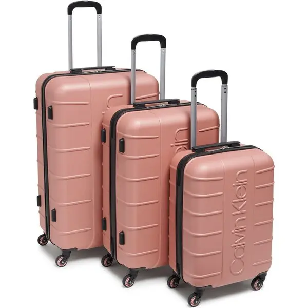 Calvin Klein Bowery 3-Piece Luggage Set In Rose Gold 50% Off