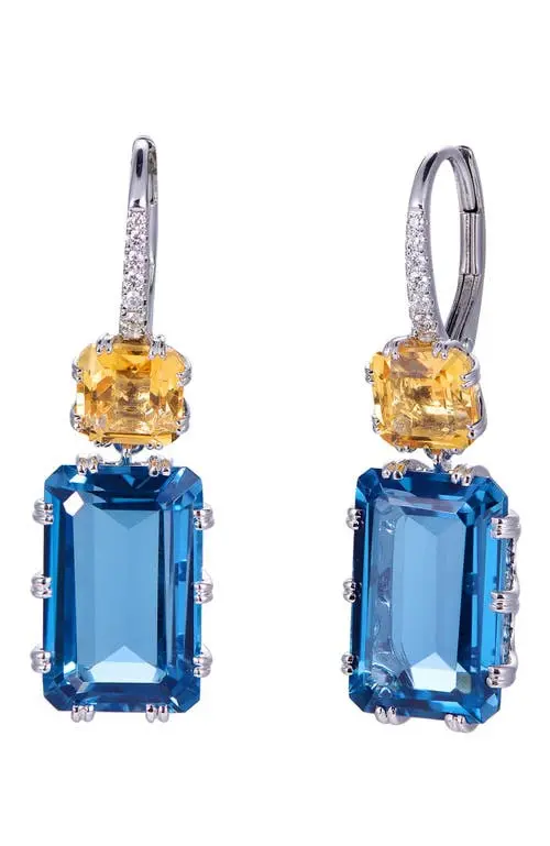 KAHN HIGH JEWELRY London Blue Topaz, Citrine, And Diamond Earrings - London Blue & Citrine Orange