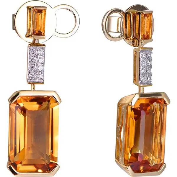 KAHN HIGH JEWELRY Citrine And Diamond Earrings - Citrine Orange