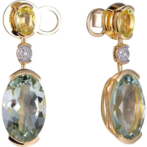 KAHN HIGH JEWELRY Green Amethyst, Lemon Quartz And Diamond Earrings - Green & Lemon