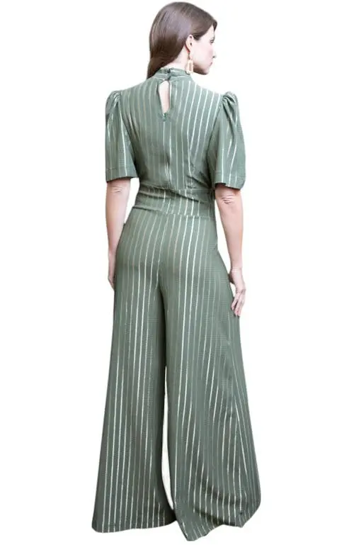 HOTSQUASH LONDON CLOTHING Striped Wide Leg Jumpsuit
