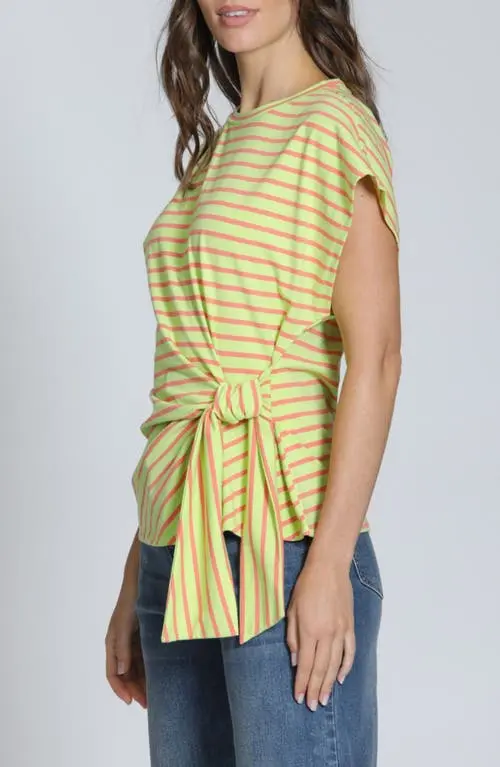 APNY Stripe Side Tie T-shirt - Citrine Orange Multi
