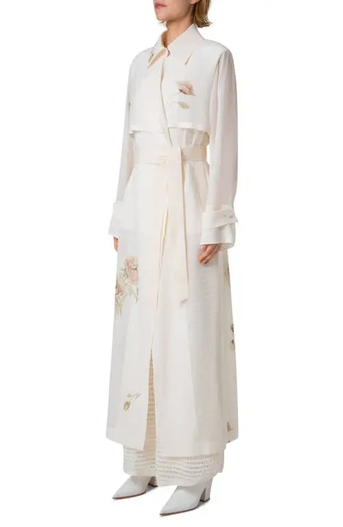 Akris Haider Silk Crepe Long Trench Coat