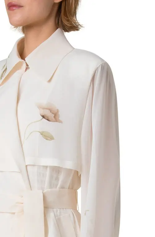 Akris Haider Silk Crepe Long Trench Coat