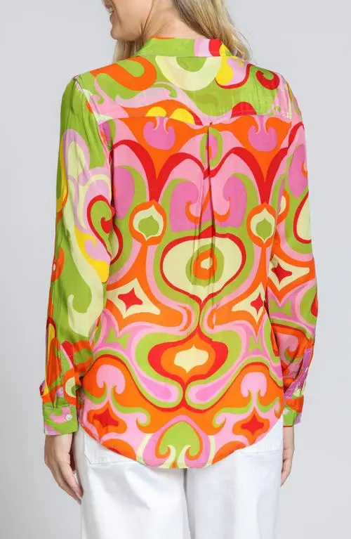 APNY Print Roll Tab Sleeve Button-up Shirt