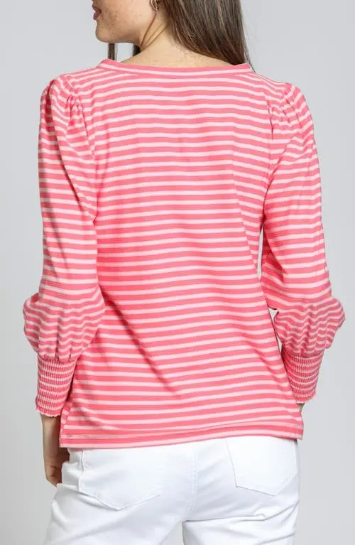 APNY Stripe Puff Shoulder Top