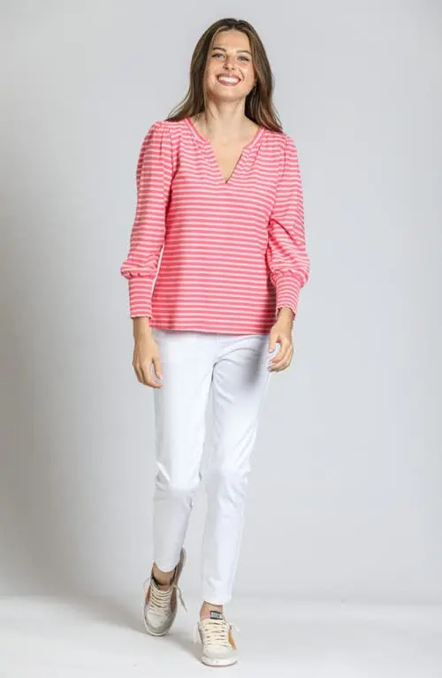 APNY Stripe Puff Shoulder Top