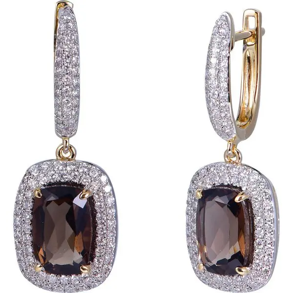 KAHN HIGH JEWELRY Smoky Quartz And Diamond Earrings - Brown