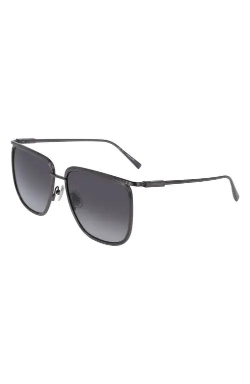 FERRAGAMO 58mm Modified Rectangular Sunglasses - Dark Ruthenium