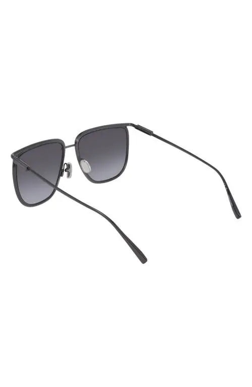 FERRAGAMO 58mm Modified Rectangular Sunglasses - Dark Ruthenium