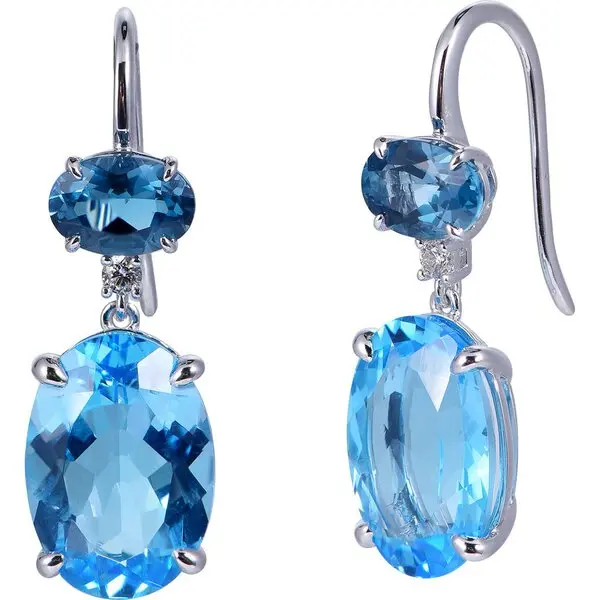 KAHN HIGH JEWELRY Topaz And Diamond Earrings - Swiss Blue & London Blue