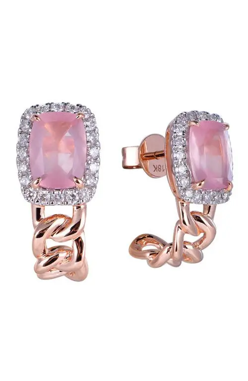 KAHN HIGH JEWELRY Rose Quartz And Diamond Earrings - Pink