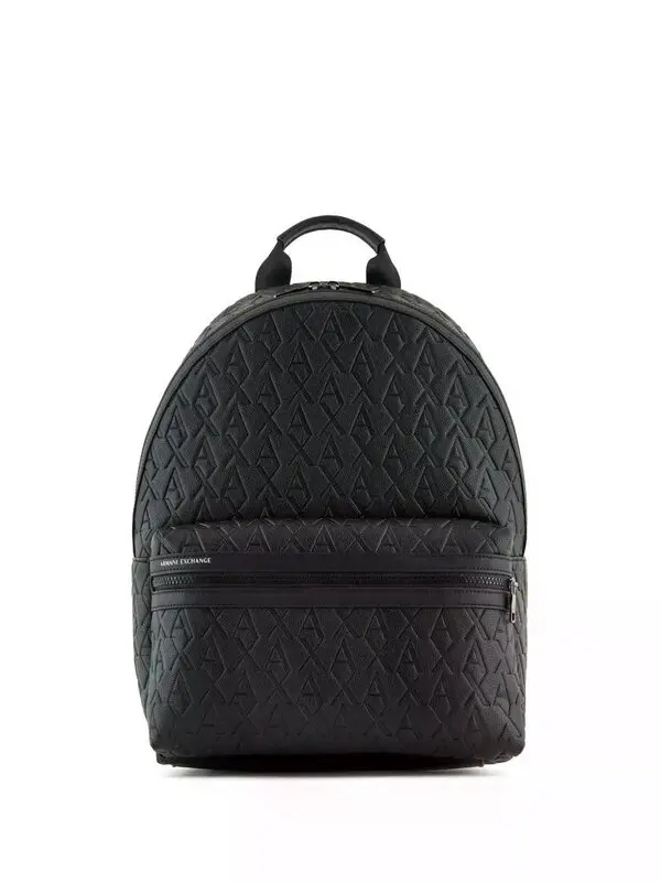 Armani Exchange Monogram Debossed Backpack - Black