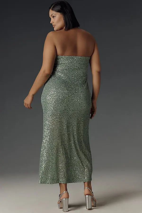 Anthropologie Fleur Strapless Satin Maxi Slip Dress In Green - 67% Off |  Editorialist