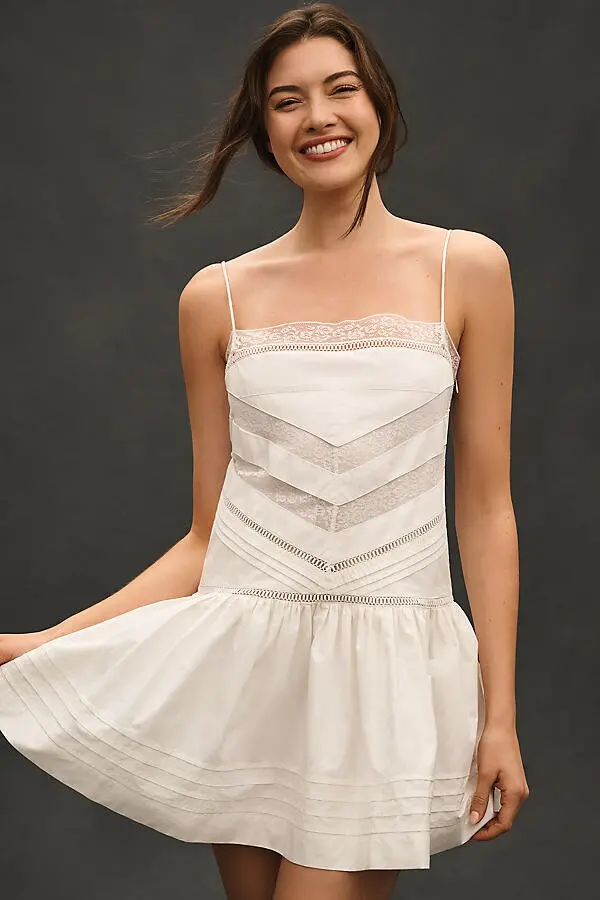 Maeve Sleeveless Lace Mini Dress In White - 87% Off | Editorialist
