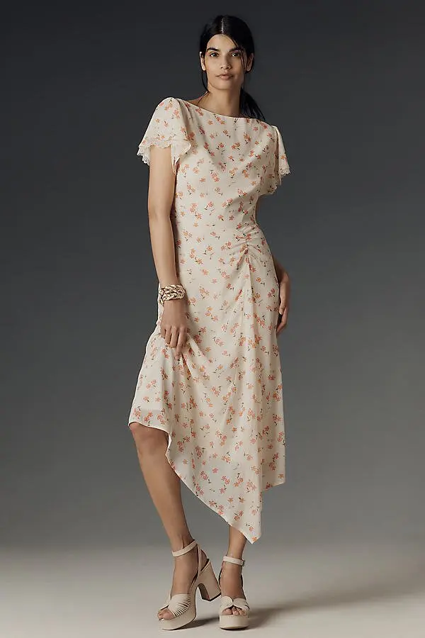 afrm ruched dress AFRM Alisha Hardware Ruched Midi Dress
