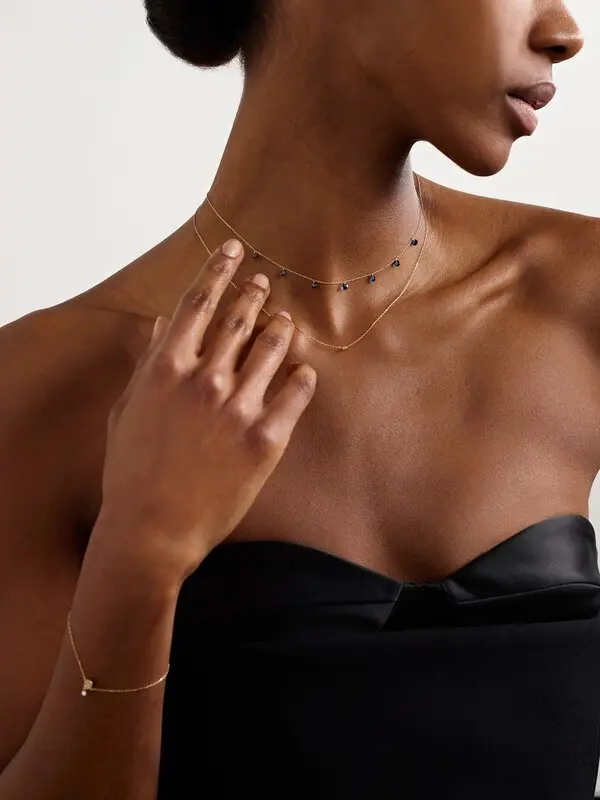 PERSEE 18-karat Gold Sapphire Chain Necklace