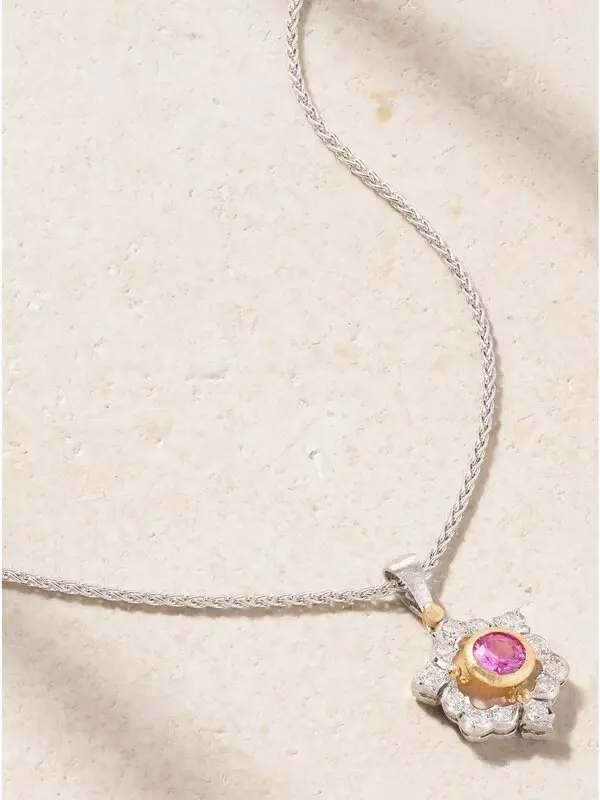 Buccellati 14-karat Gold Ghirlanda Diamond And Sapphire Necklace - Pink