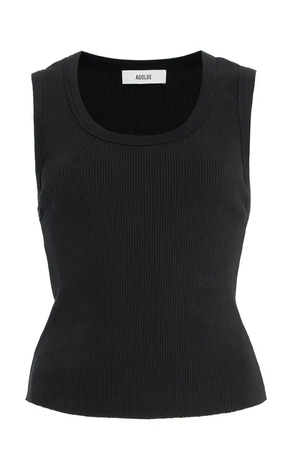 AGOLDE Poppy Shrunken Ribbed Tank - Black