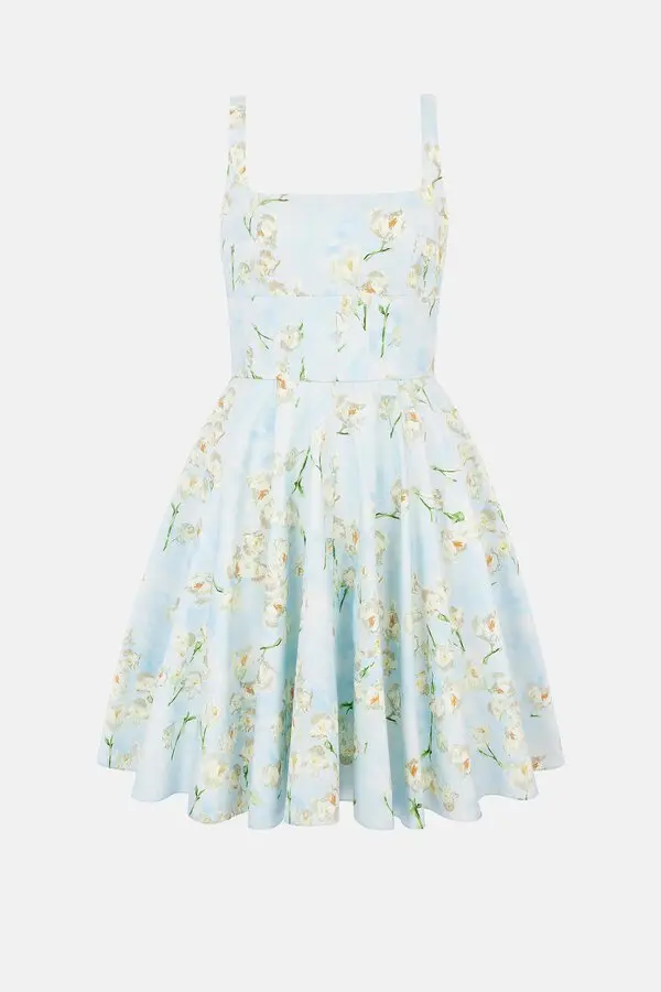 emilia wickstead dress blue Elta Baby-Blue Wrap-Effect Double Crepe Dress