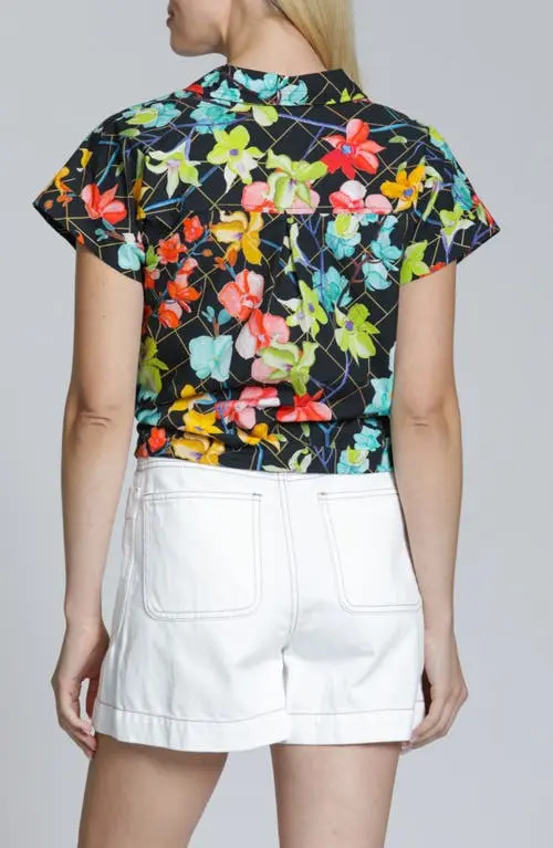 APNY Printed Tie Waist Cotton Camp Shirt