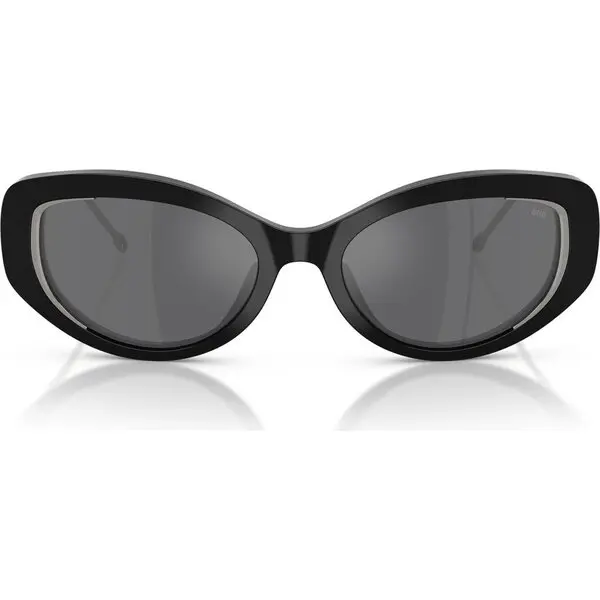 DIESEL® 54mm Oval Sunglasses - Black/ Grey Silver Mirror