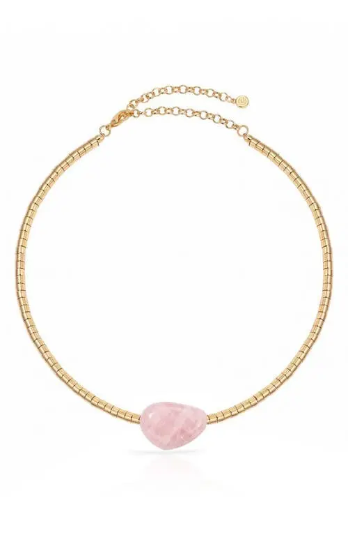 Ettika Pendant Bead Necklace - Rose Quartz