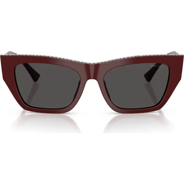JIMMY CHOO 54mm Cat Eye Sunglasses - Cranberry/ Dark Grey