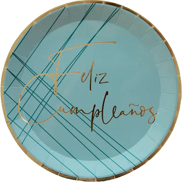 JOLLITY & CO Feliz Cumpleaño Dessert Plates - Blue