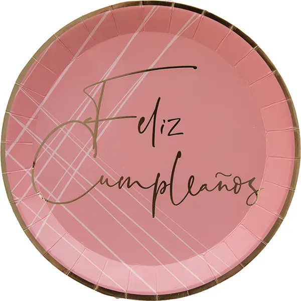 JOLLITY & CO Feliz Cumpleaño Dessert Plates - Pink